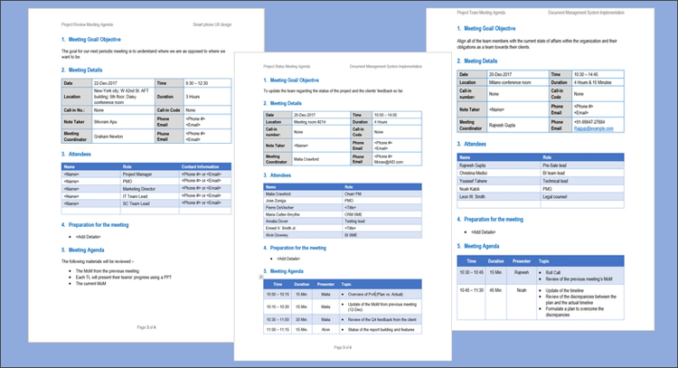 Meetings Management Pack – Techno PM - Project Management Templates ...