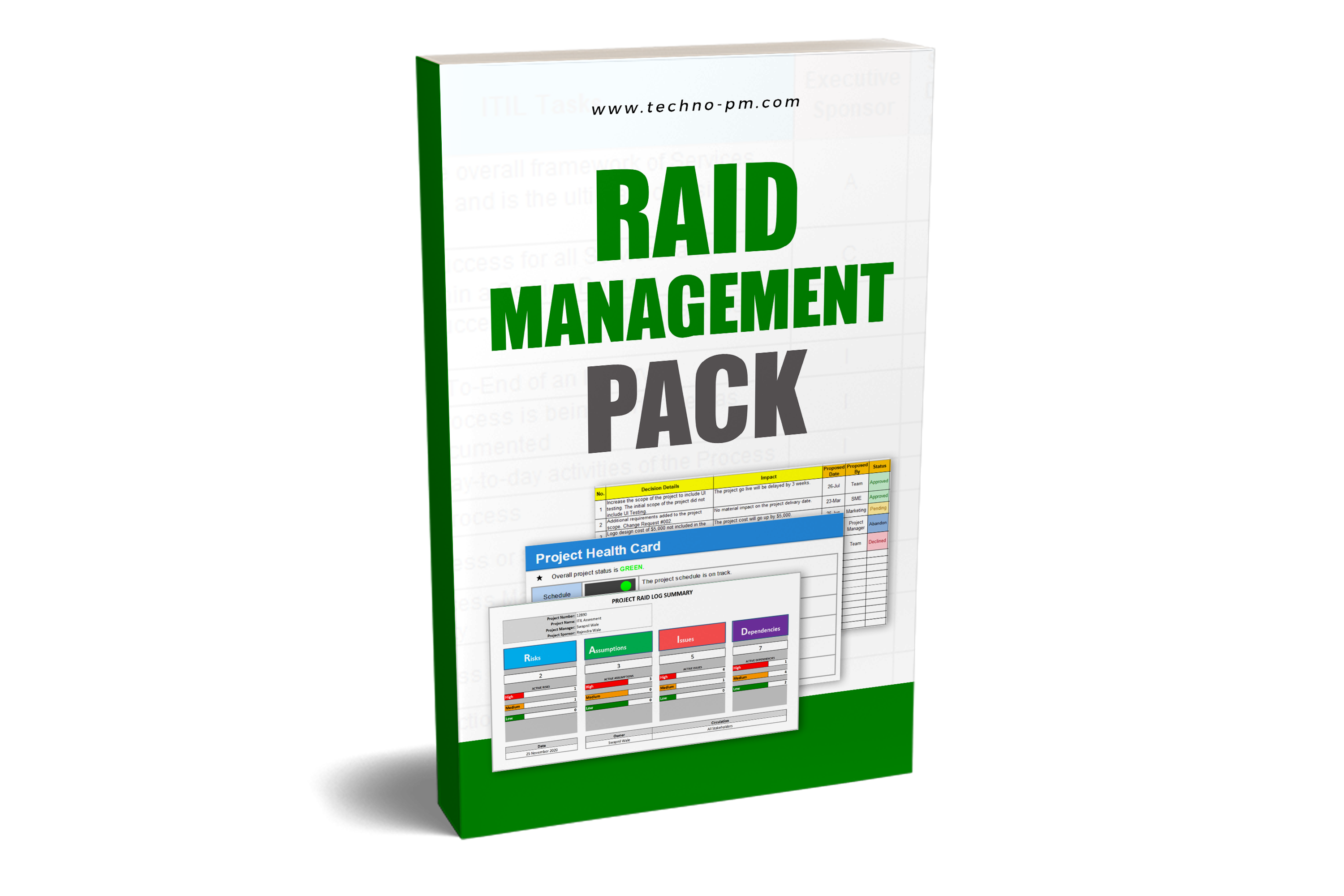 RAID Management Pack – Techno PM - Project Management Templates Download