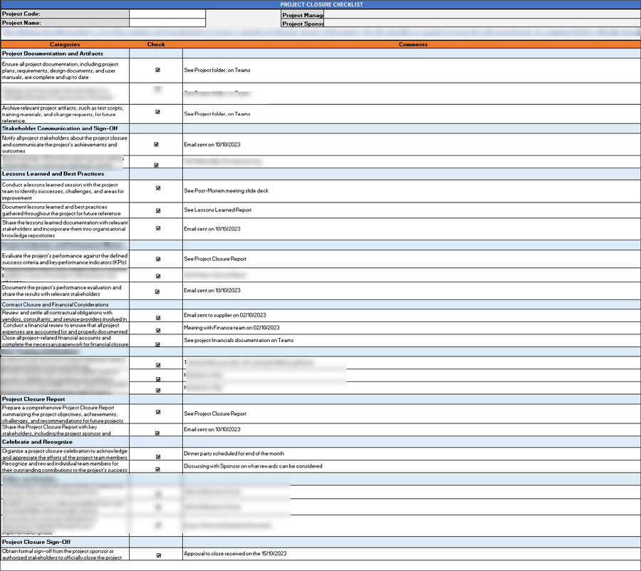 Project Closure Checklist Template – Techno PM - Project Management ...