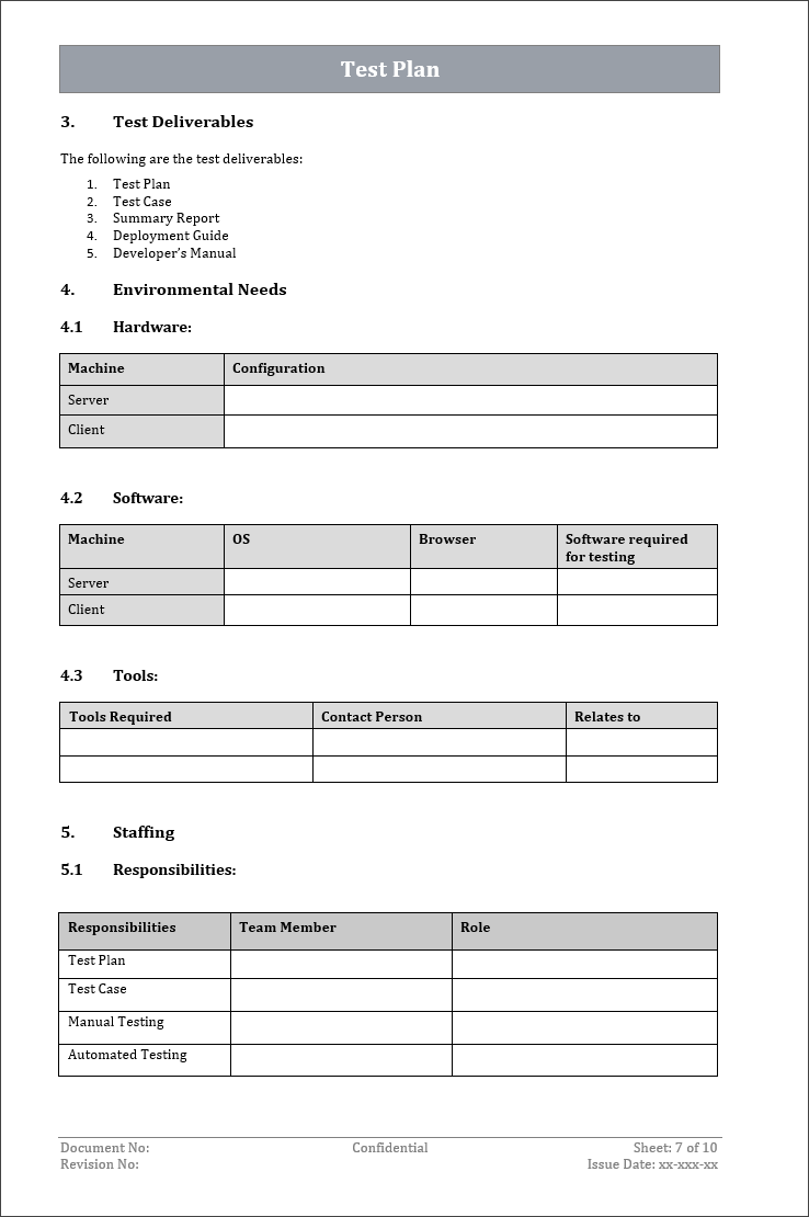 Testing Plan Template Excel