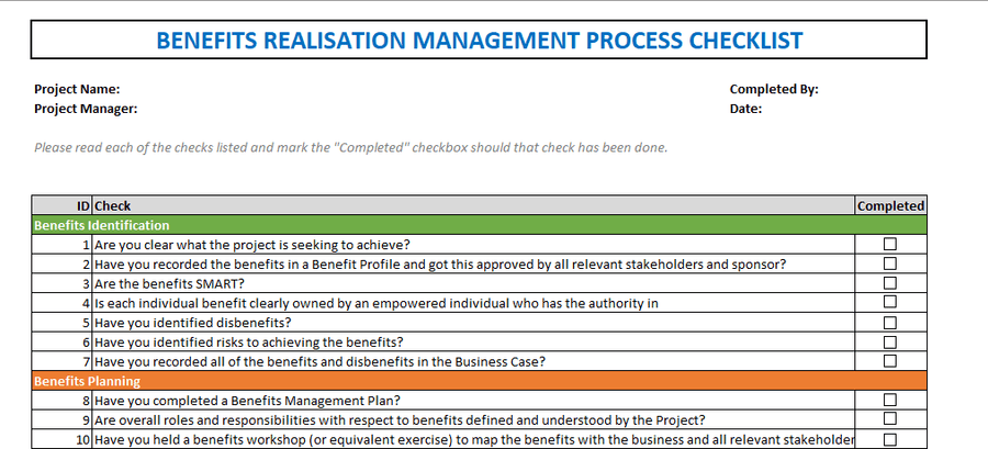 Project Benefits Pack – Techno PM - Project Management Templates Download