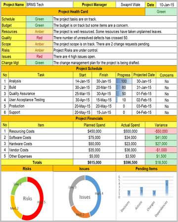Project Status Reports Pack – Techno PM - Project Management Templates ...