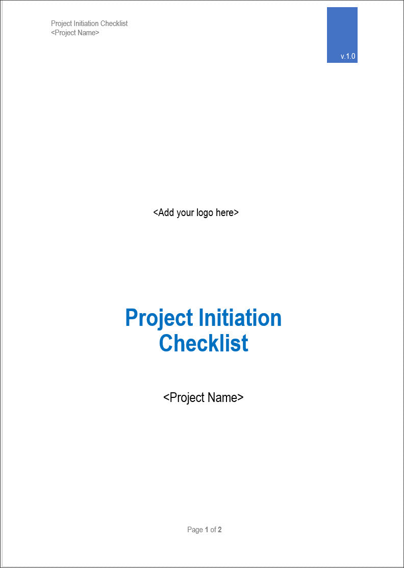 Project Starter Kit - Project Initiation Checklist – Techno PM ...