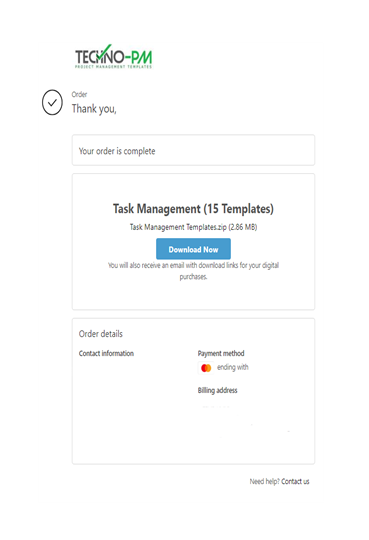 Task Management Pack – Techno PM - Project Management Templates Download