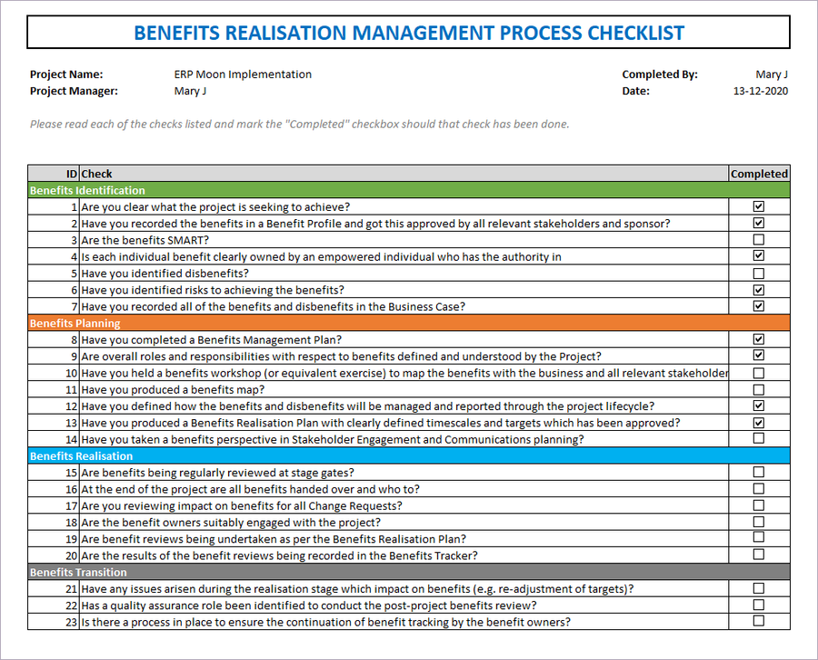 Project Benefits Pack – Techno PM - Project Management Templates Download