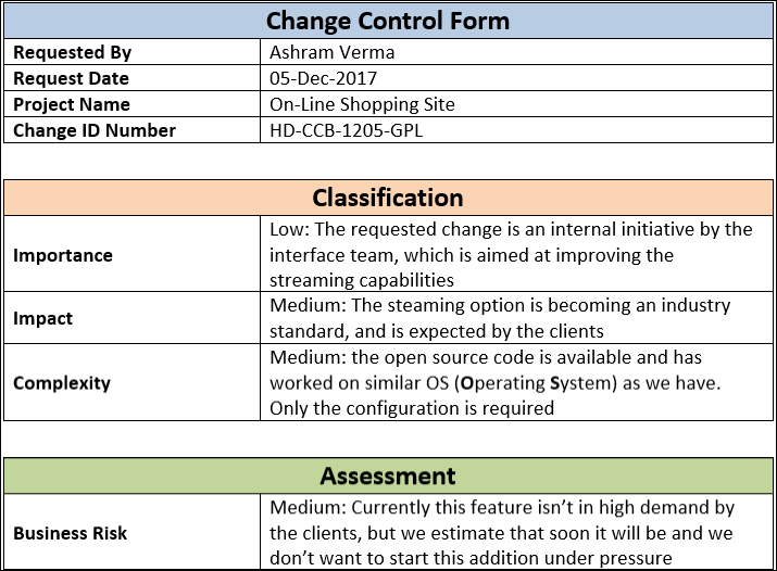 Change Control Form Template Word – Techno PM - Project Management ...