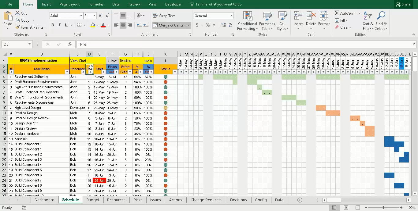 Project Tracking with Master Excel Project Manager – Techno PM ...