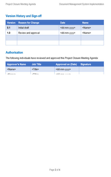 Project Closure Meeting Agenda – Techno PM - Project Management ...
