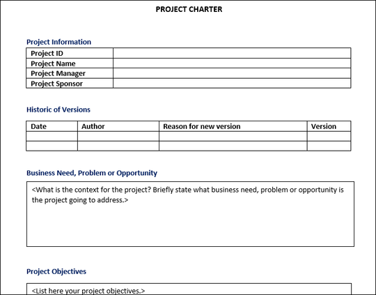 Project Charter Word Template – Techno PM - Project Management ...