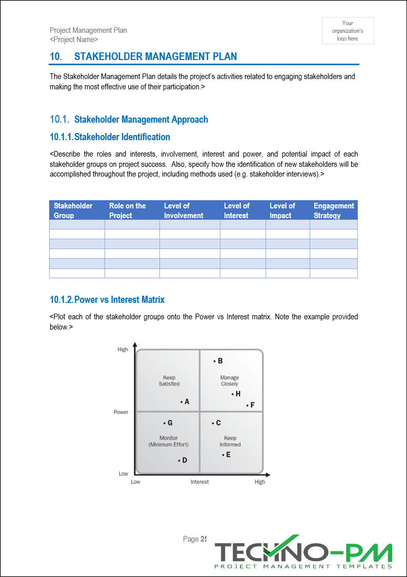 Project Management Plan (PMP) Template – Techno PM - Project Management ...
