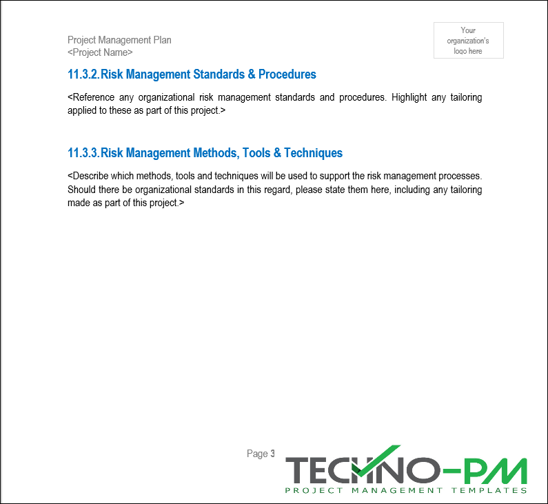 Project Management Plan (PMP) Template – Techno PM - Project Management ...