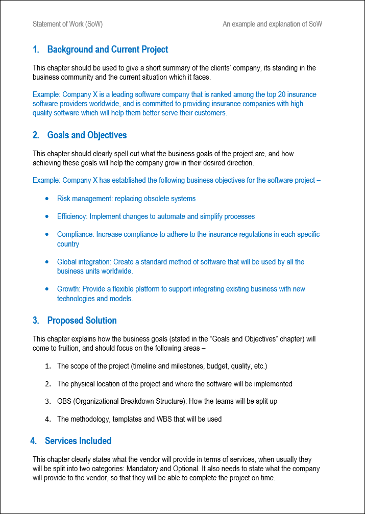 SOW Template – Techno PM - Project Management Templates Download
