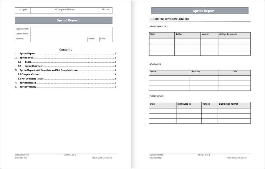 Sprint Report Template – Techno PM - Project Management Templates Download