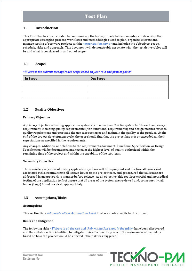 Project Testing Toolkit – Techno PM - Project Management Templates Download