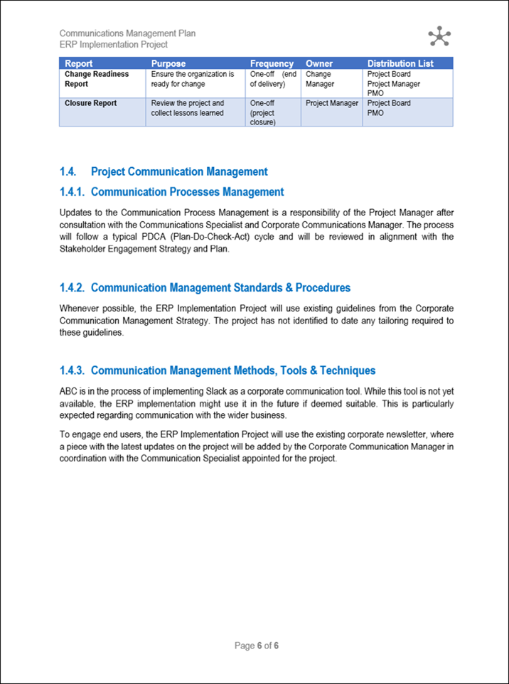 Communications Management Plan – Techno PM - Project Management ...
